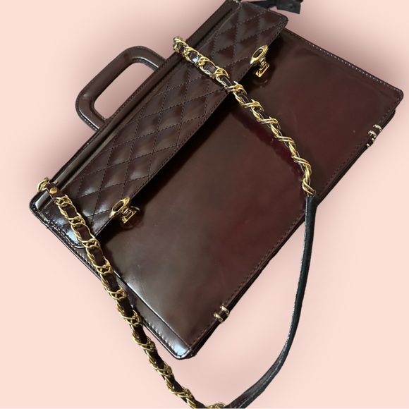 Vintage | Bags | Vintage Italian Leather Laptop Briefcase With Gold ...